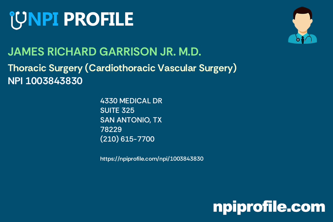 JAMES RICHARD GARRISON JR. M.D. - NPI 1003843830 - Thoracic Surgery ...