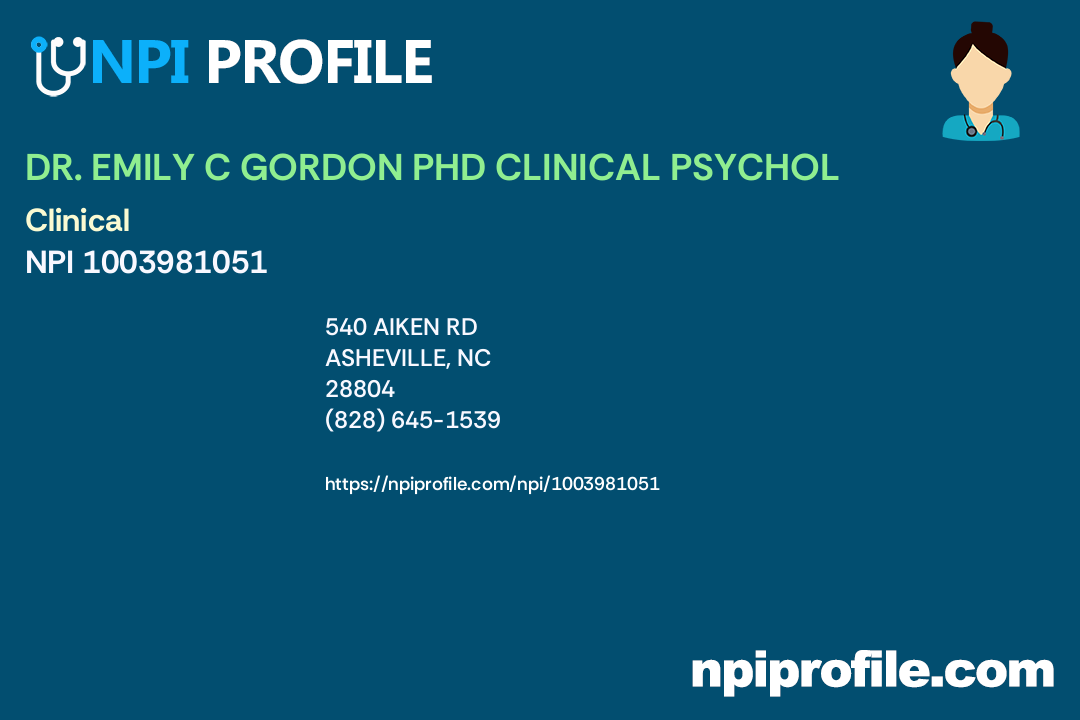 DR. EMILY C GORDON PHD CLINICAL PSYCHOL - NPI 1003981051 - Psychologist ...
