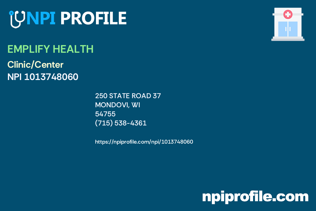 EMPLIFY HEALTH - NPI 1013748060 - Clinic/Center in Mondovi, WI
