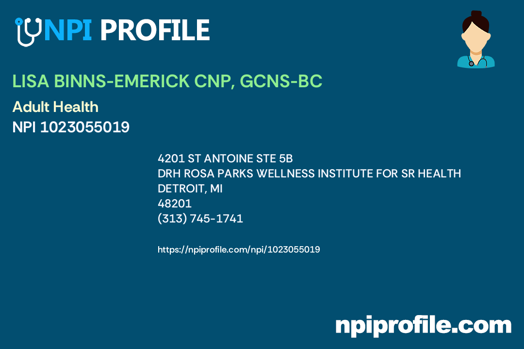 LISA BINNS-EMERICK CNP, GCNS-BC - NPI 1023055019 - Nurse Practitioner ...