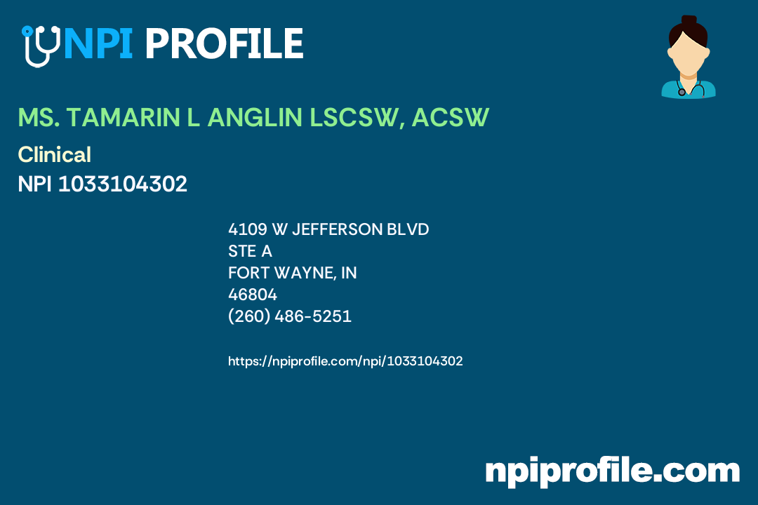 MS. TAMARIN L ANGLIN LSCSW, ACSW - Accepted Health Plans and Insurance ...