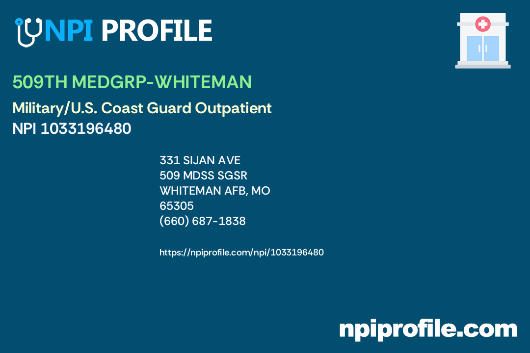 509TH MEDGRP-WHITEMAN - NPI 1033196480 - Clinic/Center in Whiteman Afb, MO