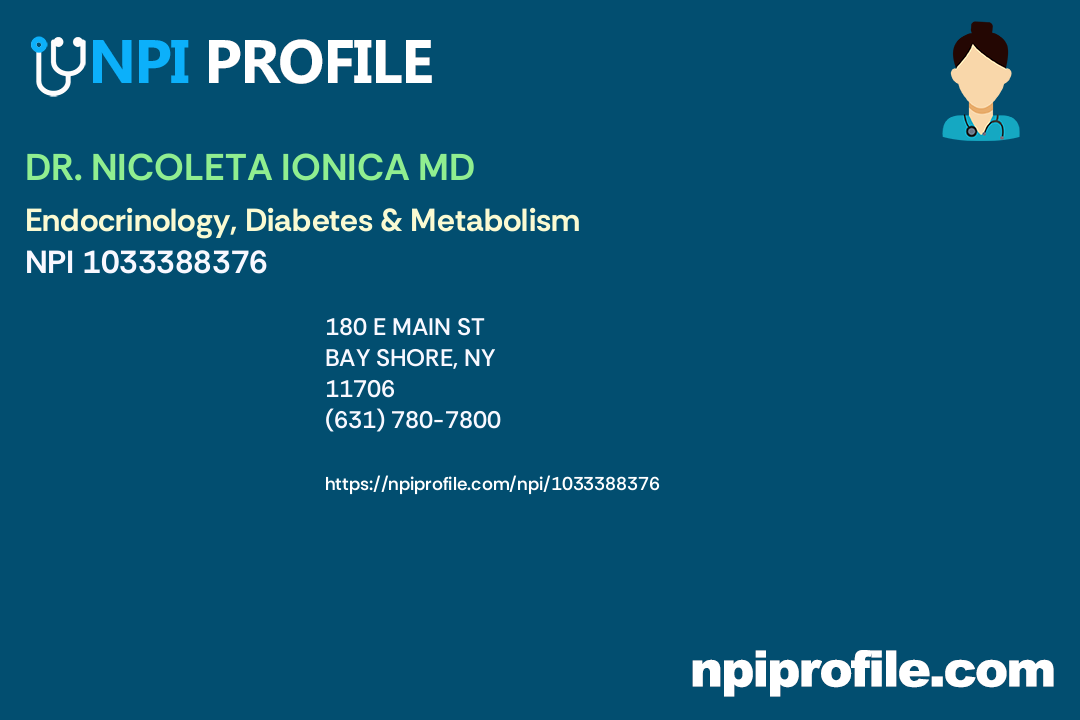 DR. NICOLETA IONICA MD - NPI 1033388376 - Internal Medicine in Bay ...
