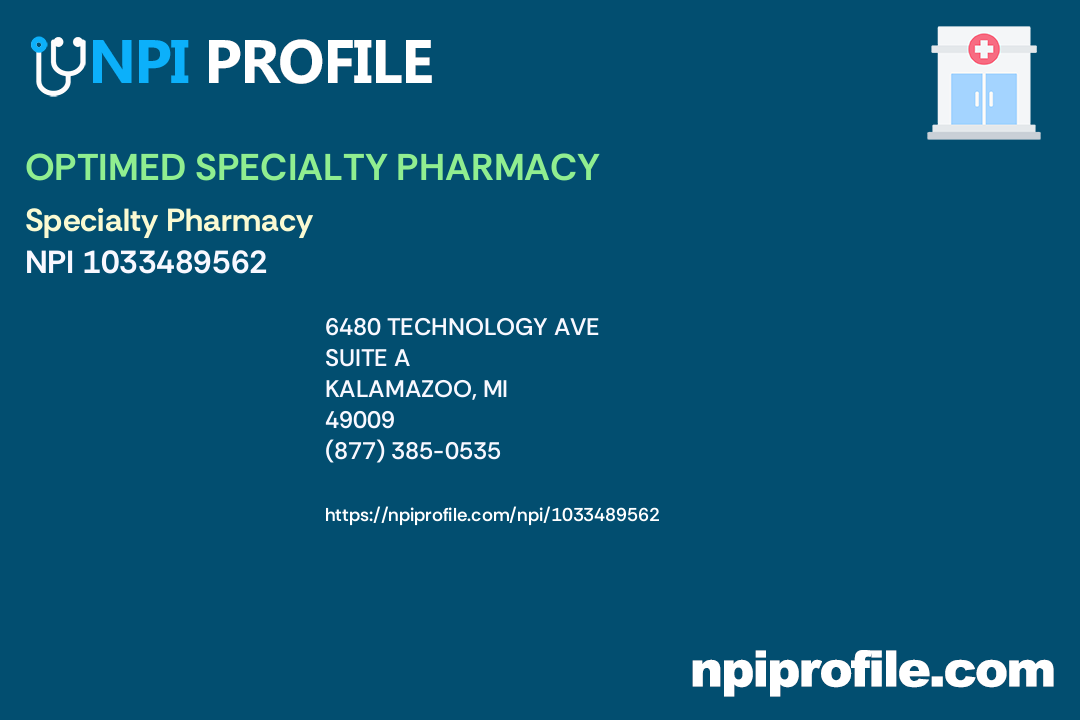 OPTIMED HEALTH PARTNERS INC - NPI 1033489562 - Pharmacy in Kalamazoo, MI