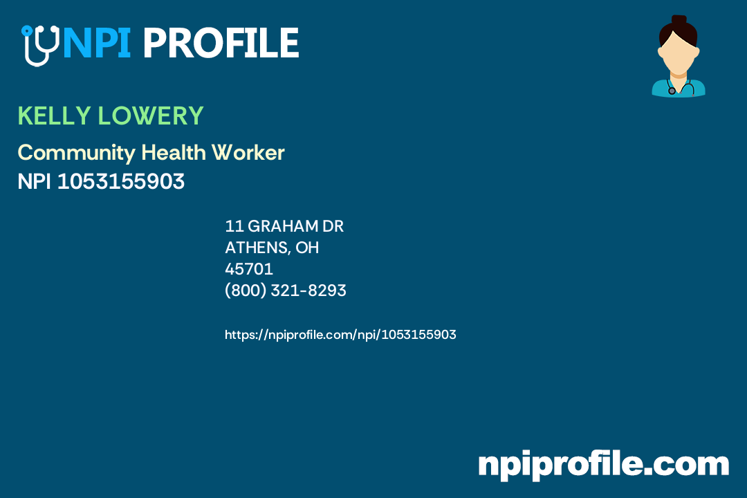 KELLY LOWERY - NPI 1053155903 - Community Health Worker in Athens, OH