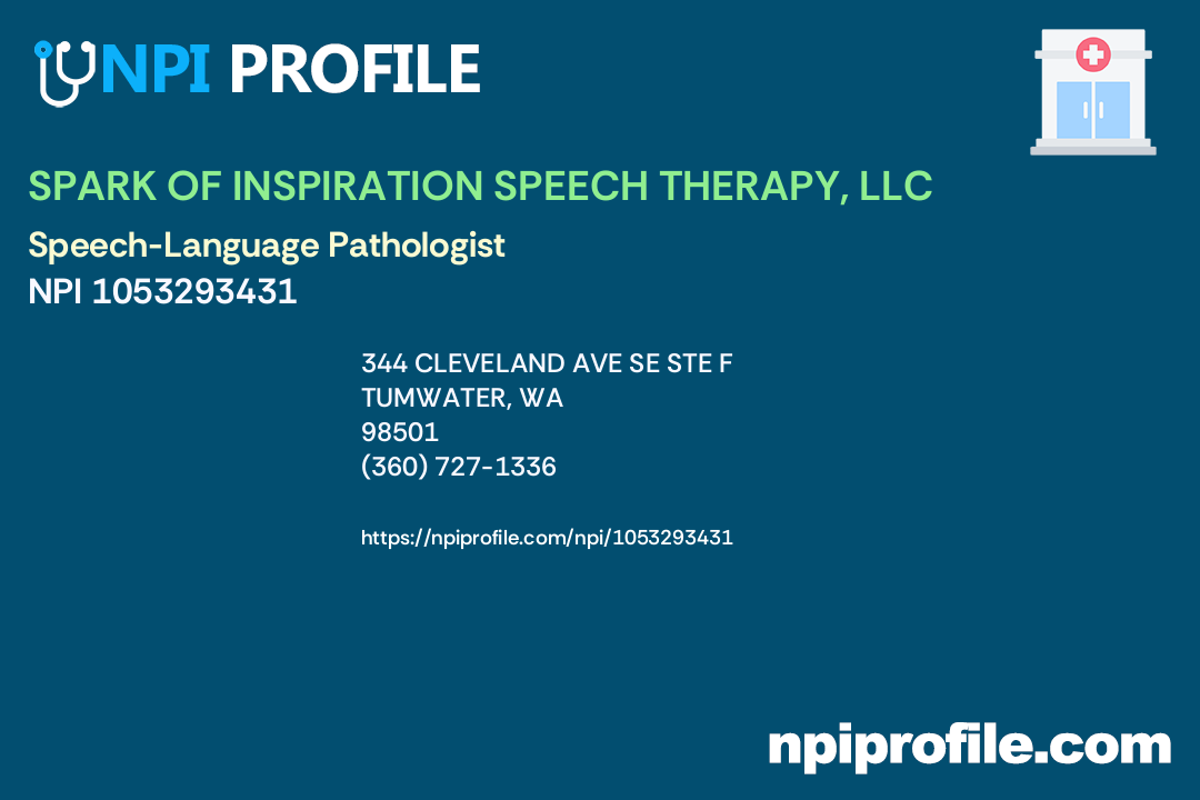 SPARK OF INSPIRATION SPEECH THERAPY, LLC - NPI 1053293431 - Speech-Language Pathologist in ...