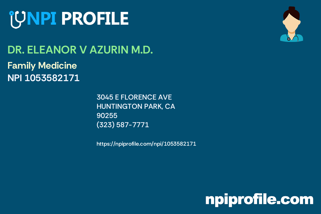 DR. ELEANOR V AZURIN M.D. - Prescription History