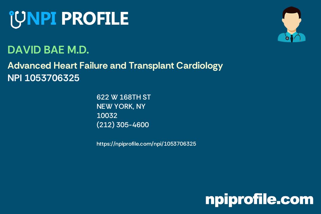DAVID BAE M.D. - NPI 1053706325 - Internal Medicine in New York, NY