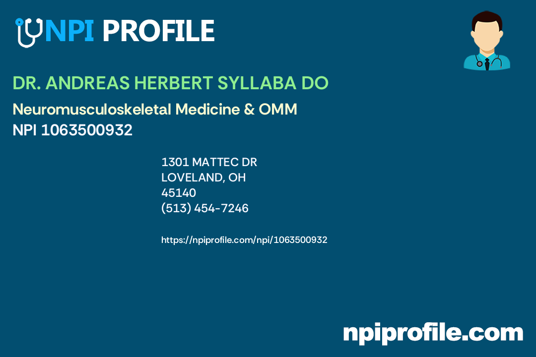 DR. ANDREAS HERBERT SYLLABA DO - NPI 1063500932 - Neuromusculoskeletal ...