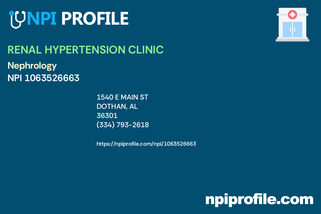 RENAL HYPERTENSION CLINIC - NPI 1063526663 - Internal Medicine in ...