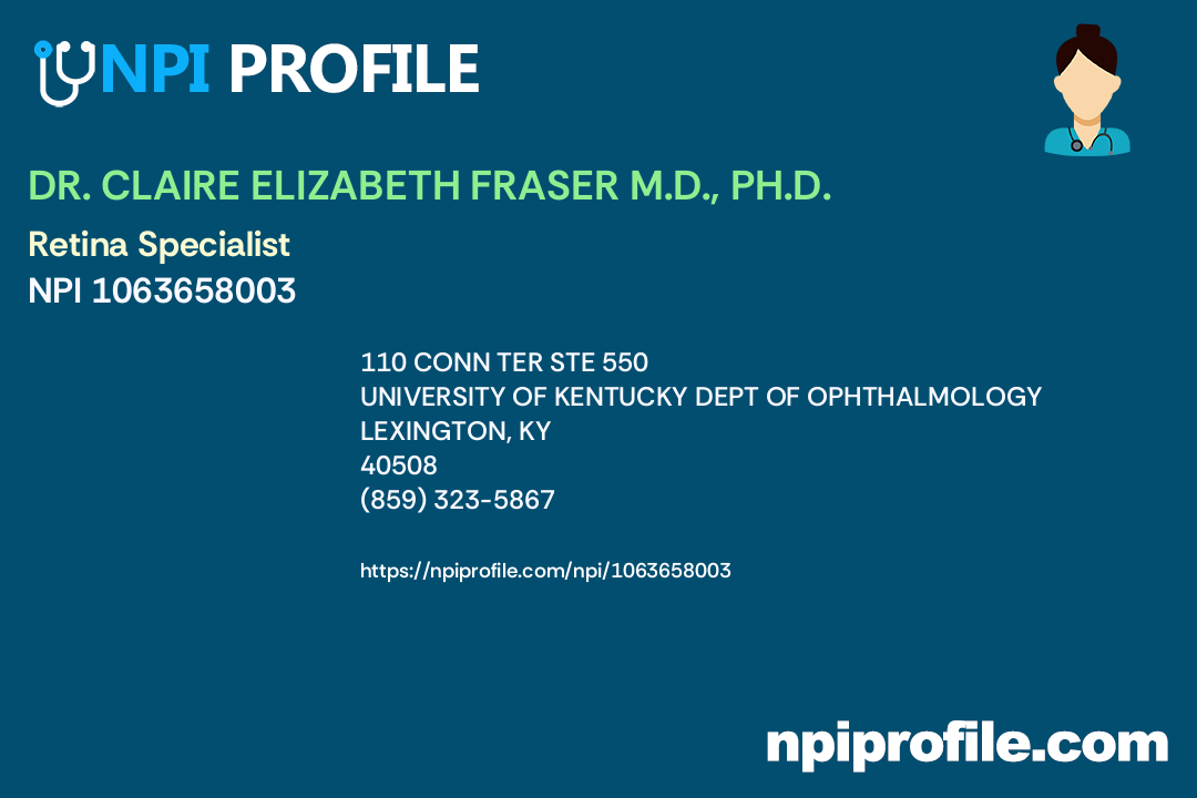 DR. CLAIRE ELIZABETH FRASER M.D., PH.D. - Accepted Health Plans and ...