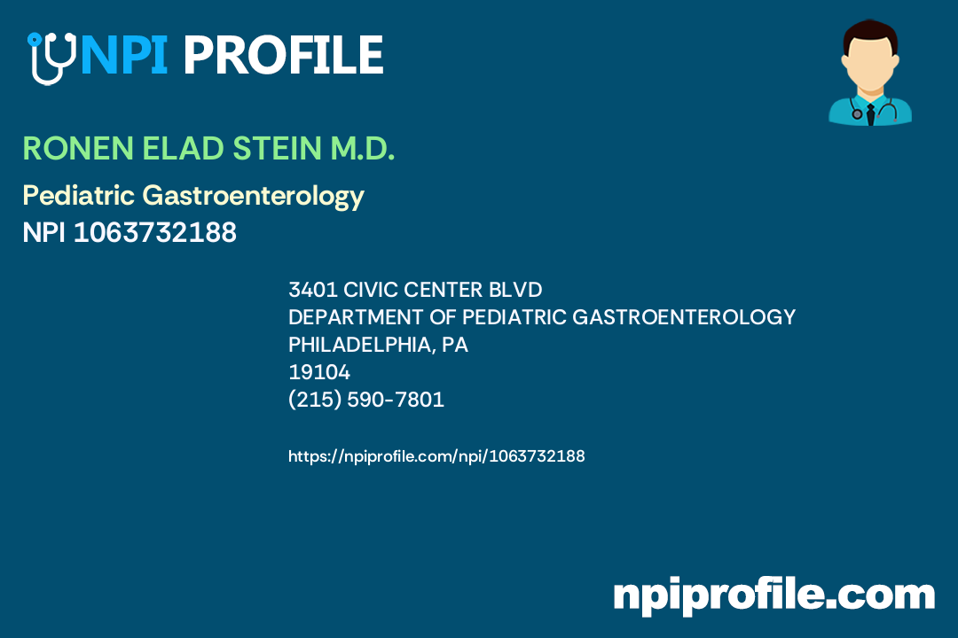 RONEN ELAD STEIN M.D. - NPI 1063732188 - Pediatrics in Philadelphia, PA