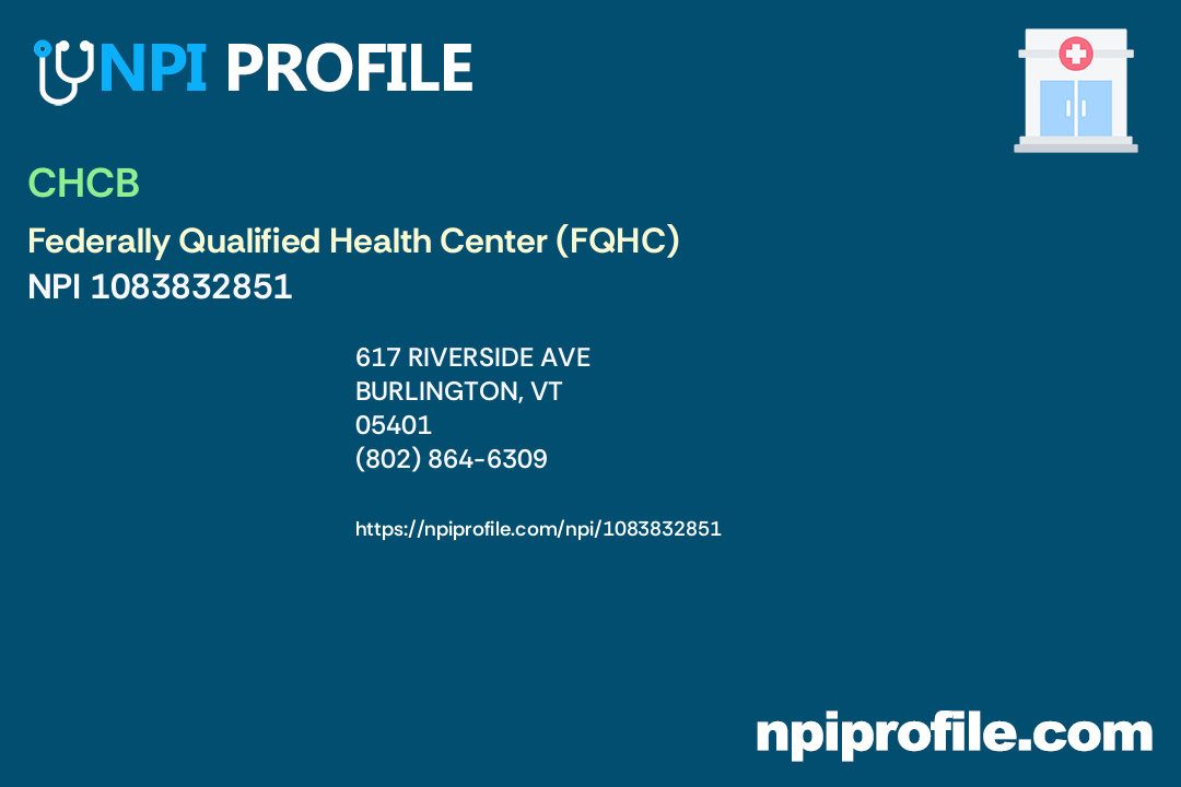 CHCB - NPI 1083832851 - Clinic/Center in Burlington, VT
