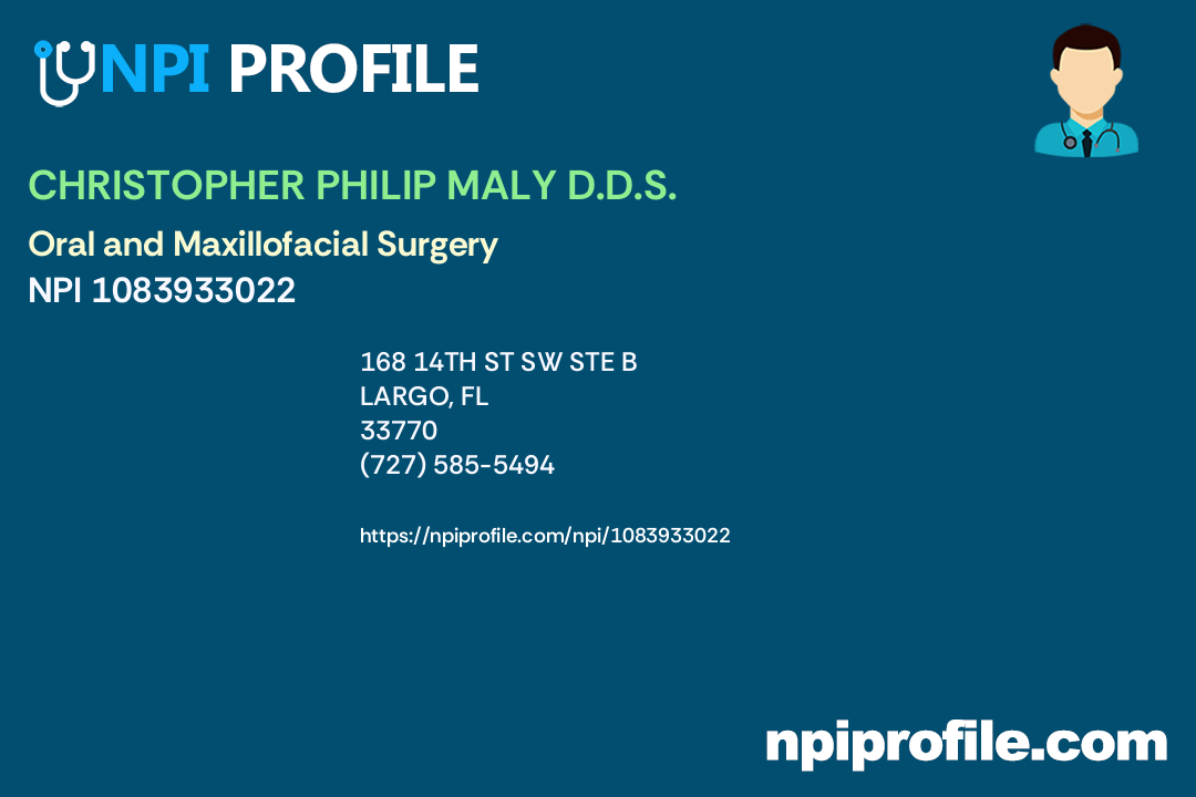 CHRISTOPHER PHILIP MALY D.D.S. - NPI 1083933022 - Dentist in Largo, FL