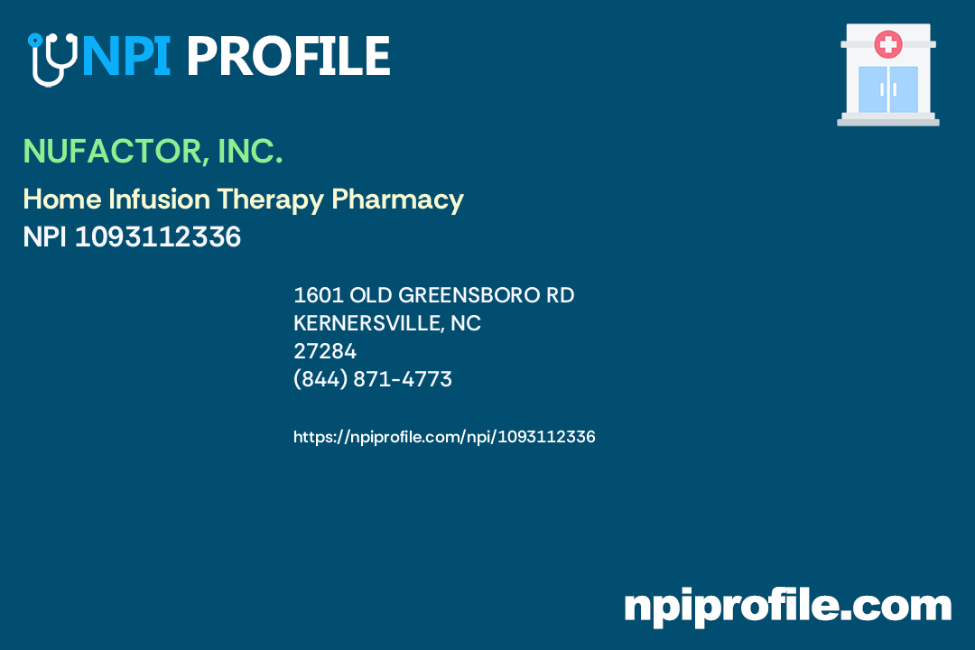 NUFACTOR, INC. - NPI 1093112336 - Pharmacy in Kernersville, NC