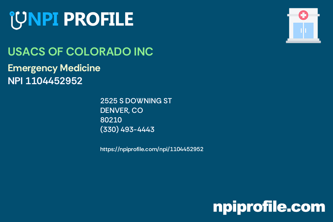 USACS OF COLORADO INC - NPI 1104452952 - Emergency Medicine in Denver, CO