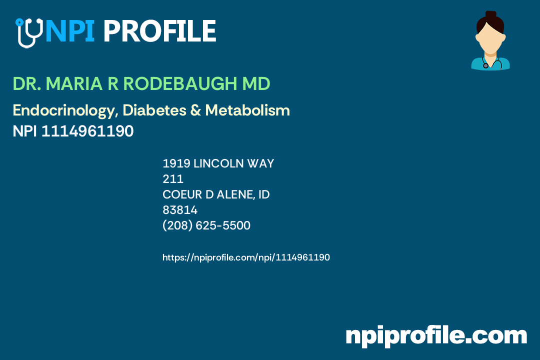 DR. MARIA R RODEBAUGH MD - Accepted Health Plans and Insurance Coverage