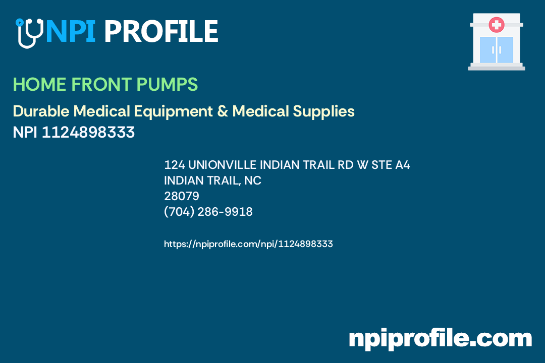 HOME FRONT PUMPS - NPI 1124898333 - Durable Medical Equipment & Medical ...