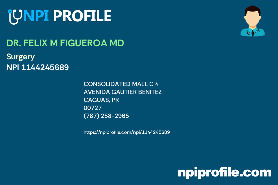 DR. FELIX M FIGUEROA MD - NPI 1144245689 - Surgery in Caguas, PR