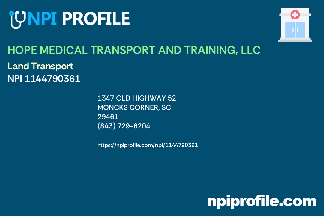 HOPE MEDICAL TRANSPORT AND TRAINING, LLC - NPI 1144790361 - Ambulance ...