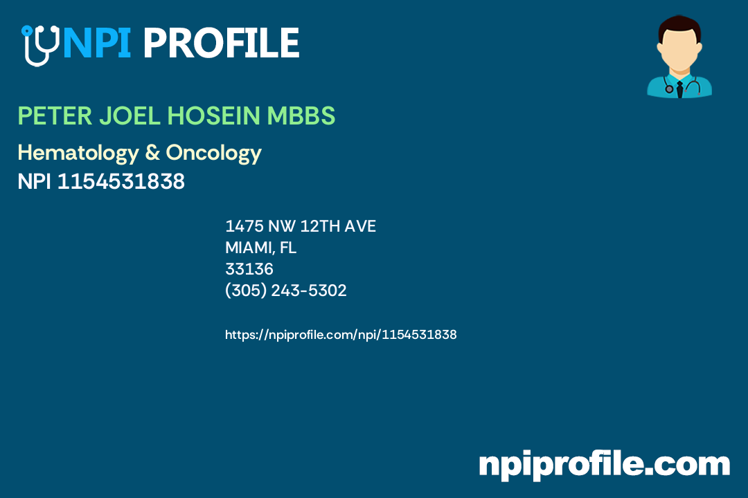 PETER JOEL HOSEIN MBBS - NPI 1154531838 - Internal Medicine in Miami, FL