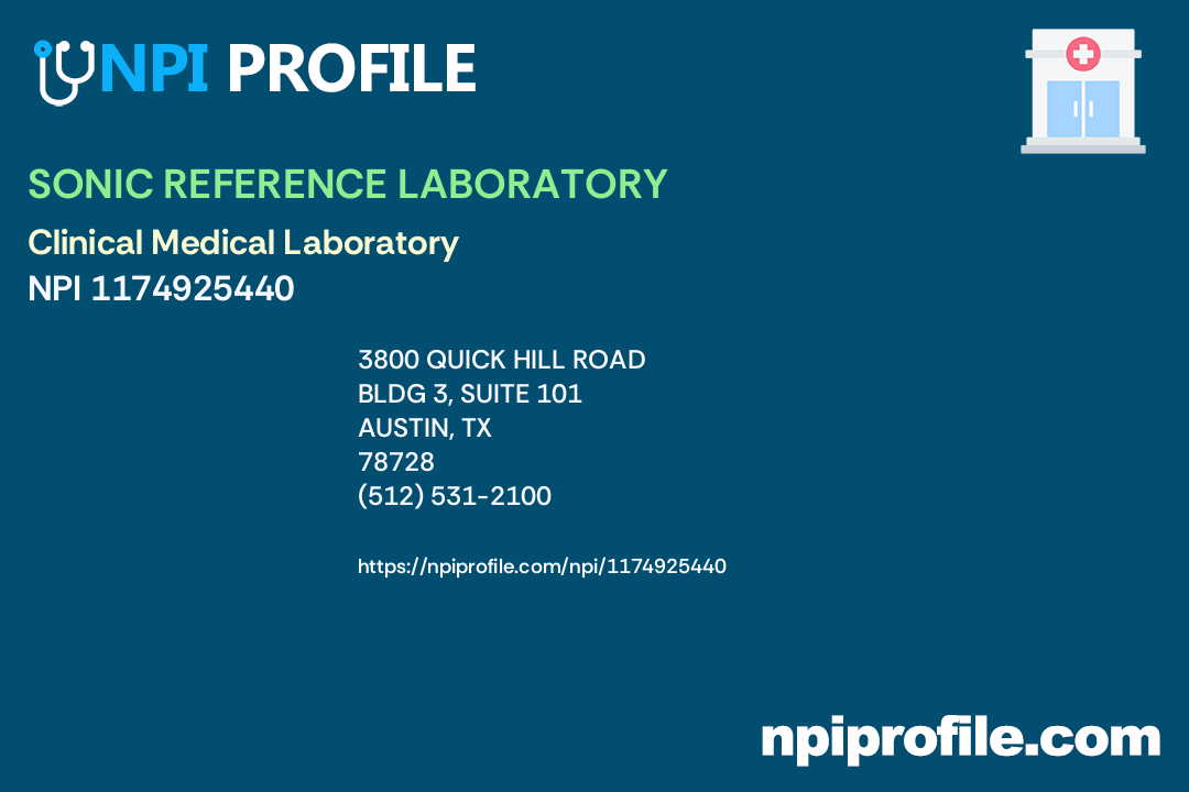 SONIC REFERENCE LABORATORY - NPI 1174925440 - Clinical Medical ...