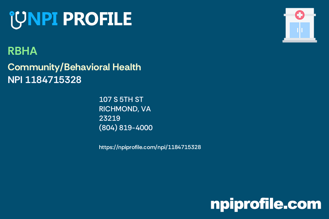 RBHA - NPI 1184715328 - Community/Behavioral Health in Richmond, VA