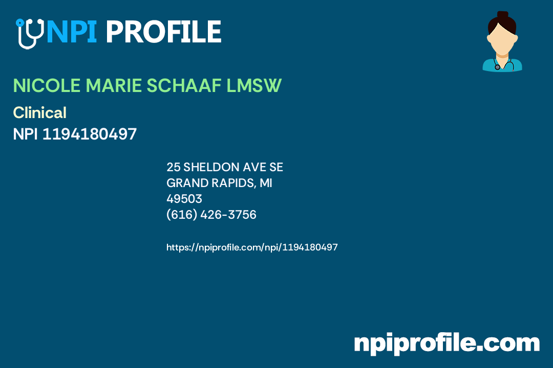 NICOLE MARIE SCHAAF LMSW - Accepted Health Plans and Insurance Coverage