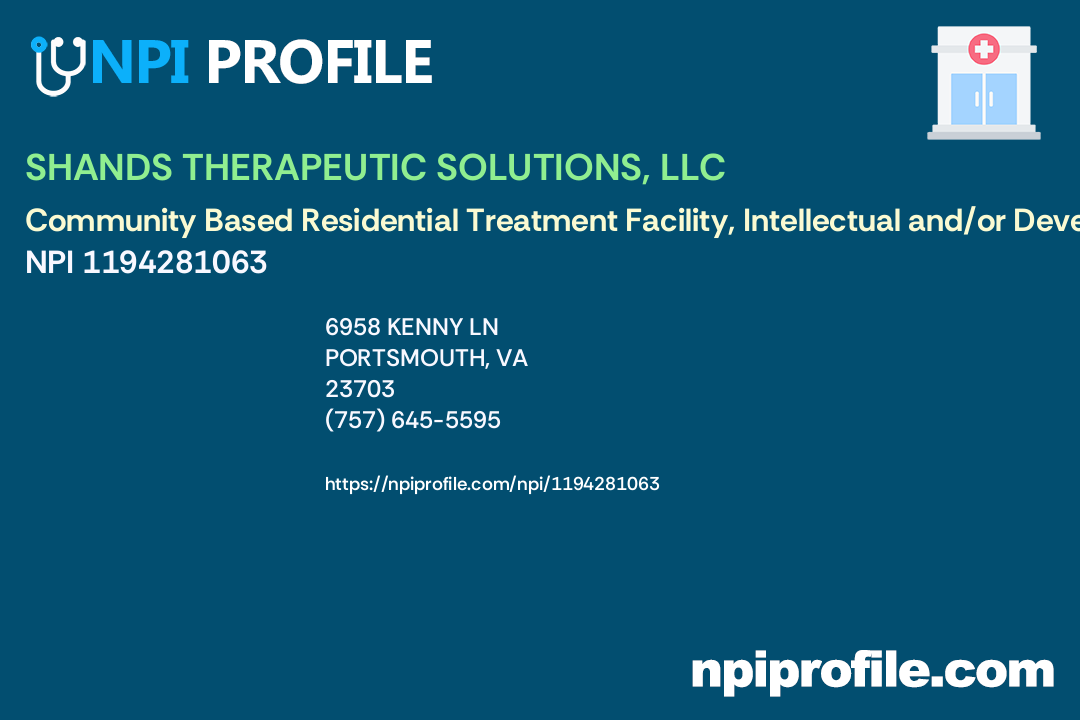 SHANDS THERAPEUTIC SOLUTIONS, LLC - NPI 1194281063 - Community Based ...