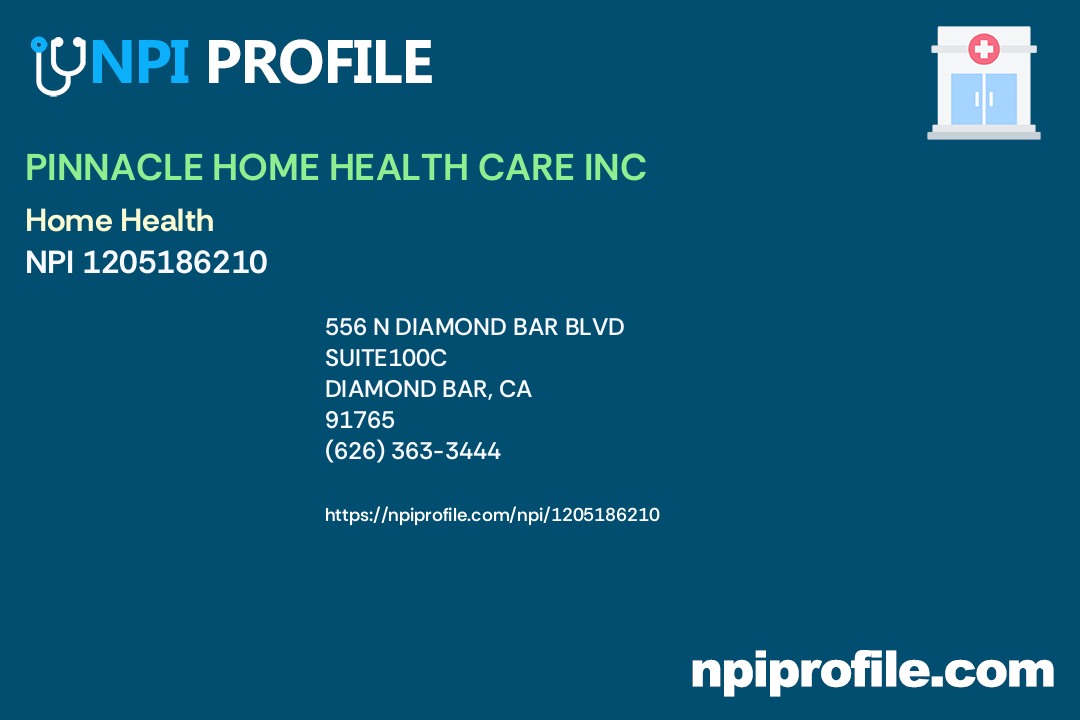 PINNACLE HOME HEALTH CARE INC - NPI 1205186210 - Home Health in Diamond ...