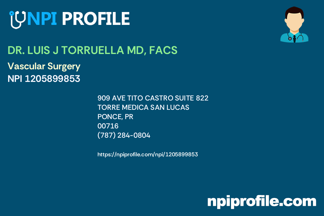 DR. LUIS J TORRUELLA MD, FACS - NPI 1205899853 - Surgery in Ponce, PR