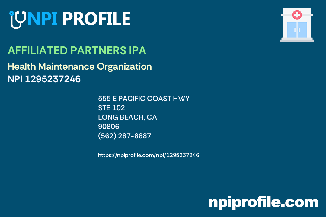 AFFILIATED PARTNERS IPA - NPI 1295237246 - Health Maintenance ...