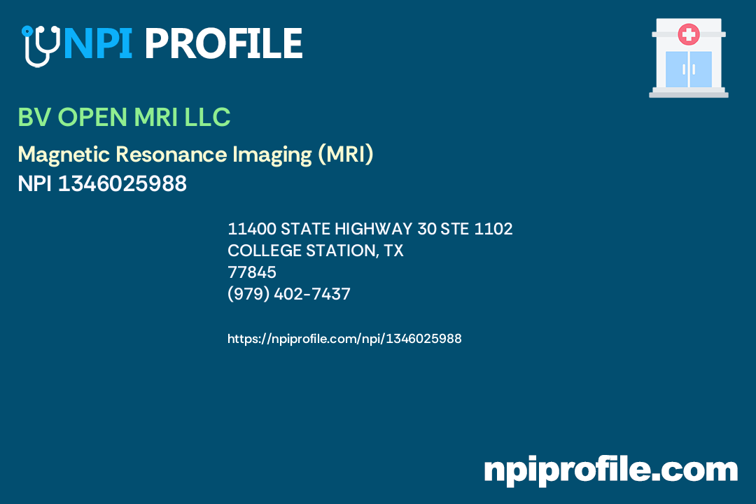 BV OPEN MRI LLC - NPI 1346025988 - Clinic/Center in College Station, TX