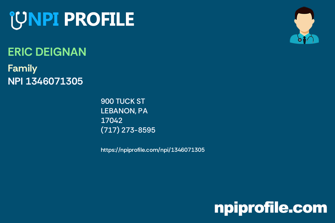ERIC DEIGNAN - NPI 1346071305 - Nurse Practitioner in Lebanon, PA
