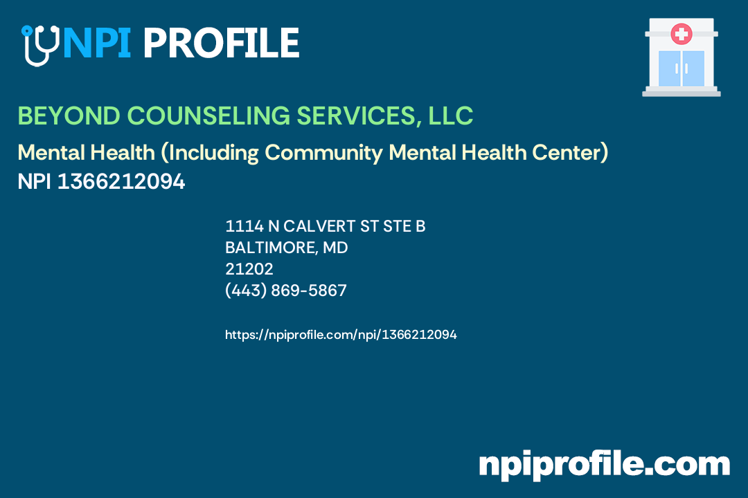 BEYOND COUNSELING SERVICES, LLC - NPI 1366212094 - Clinic/Center in ...