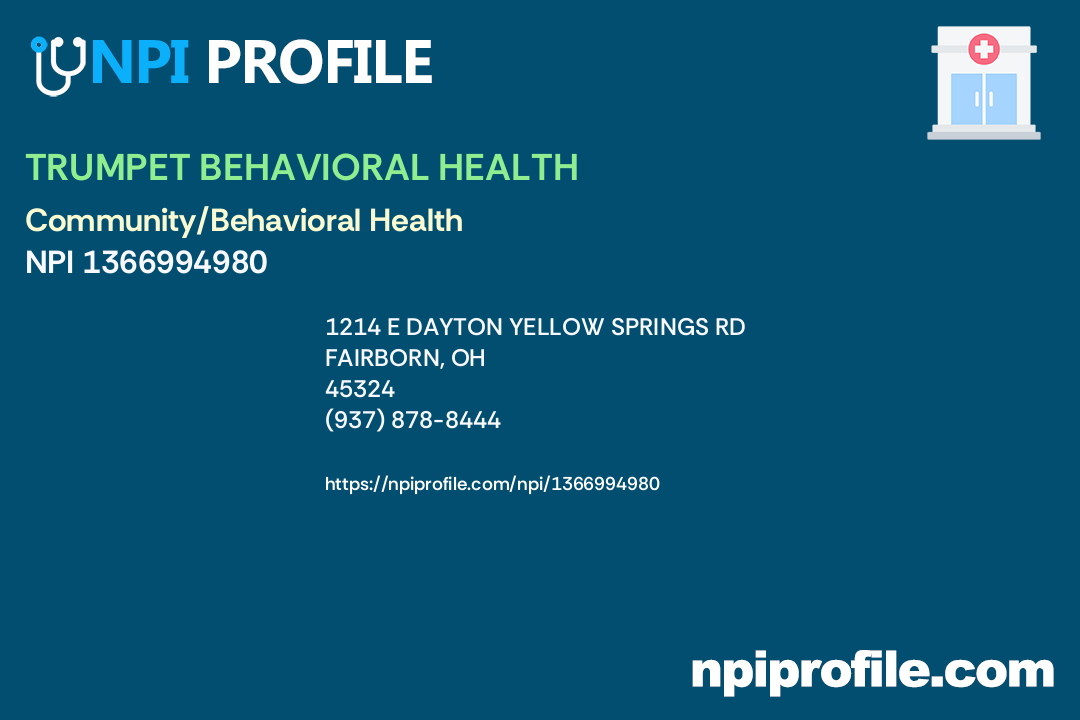 TRUMPET BEHAVIORAL HEALTH - NPI 1366994980 - Community/Behavioral ...