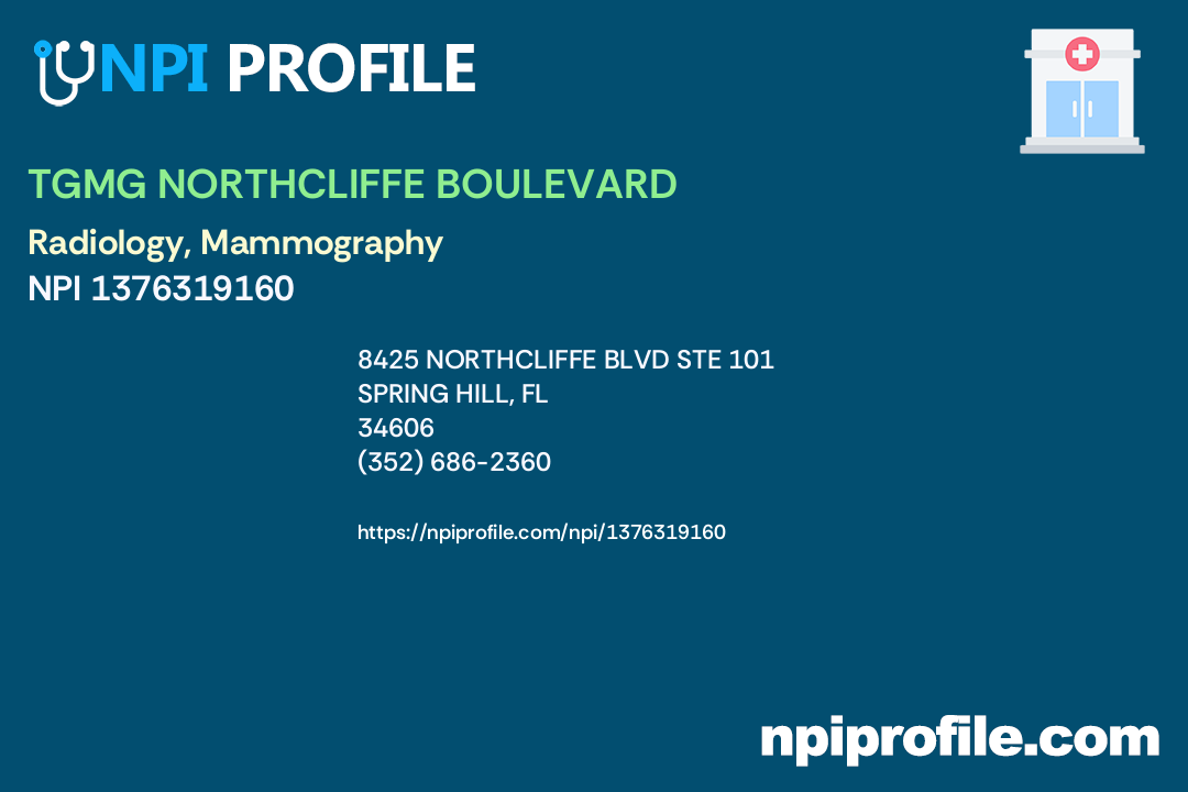 TGMG NORTHCLIFFE BOULEVARD - NPI 1376319160 - Clinic/Center in Spring ...