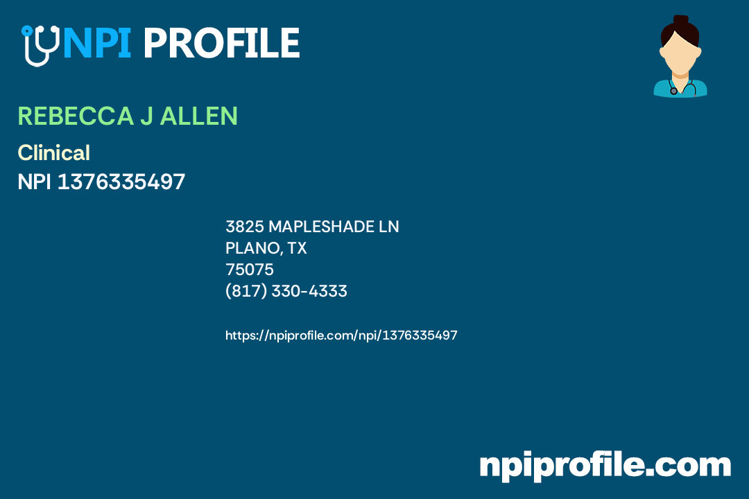 REBECCA J ALLEN - Complete NPI Record 1376335497