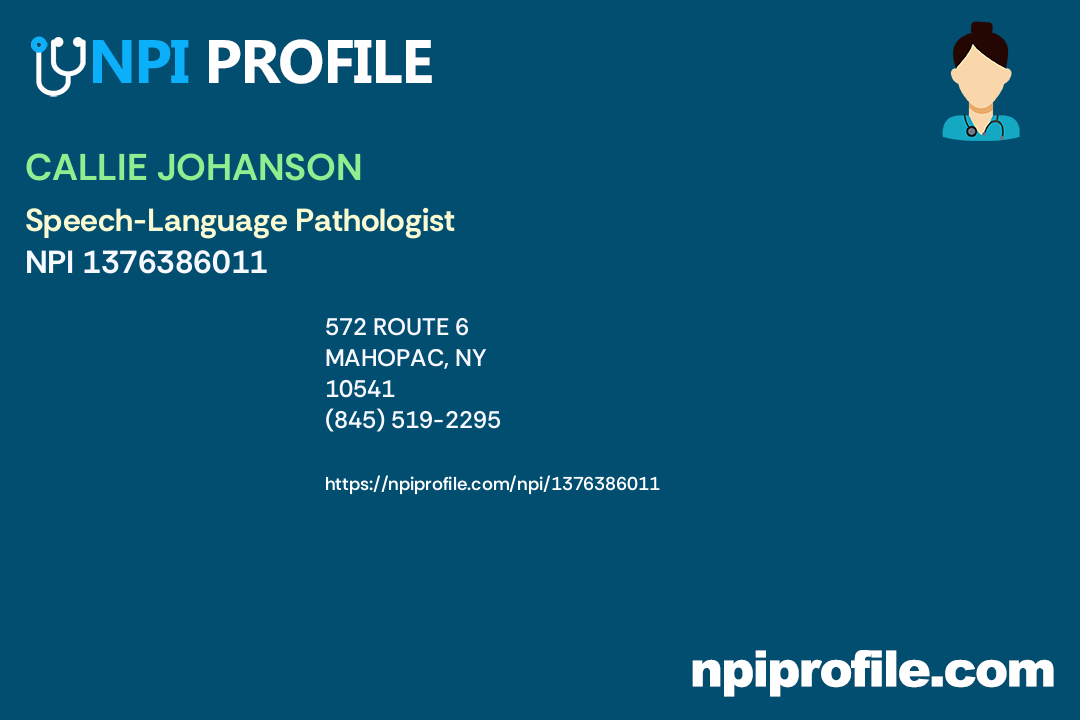 CALLIE JOHANSON - NPI 1376386011 - Speech-Language Pathologist in ...