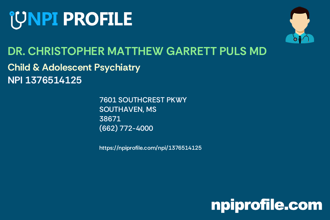 DR. CHRISTOPHER MATTHEW GARRETT PULS MD - Prescription History