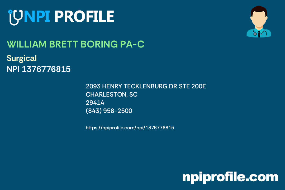 WILLIAM BRETT BORING PA-C - NPI 1376776815 - Physician Assistant in ...