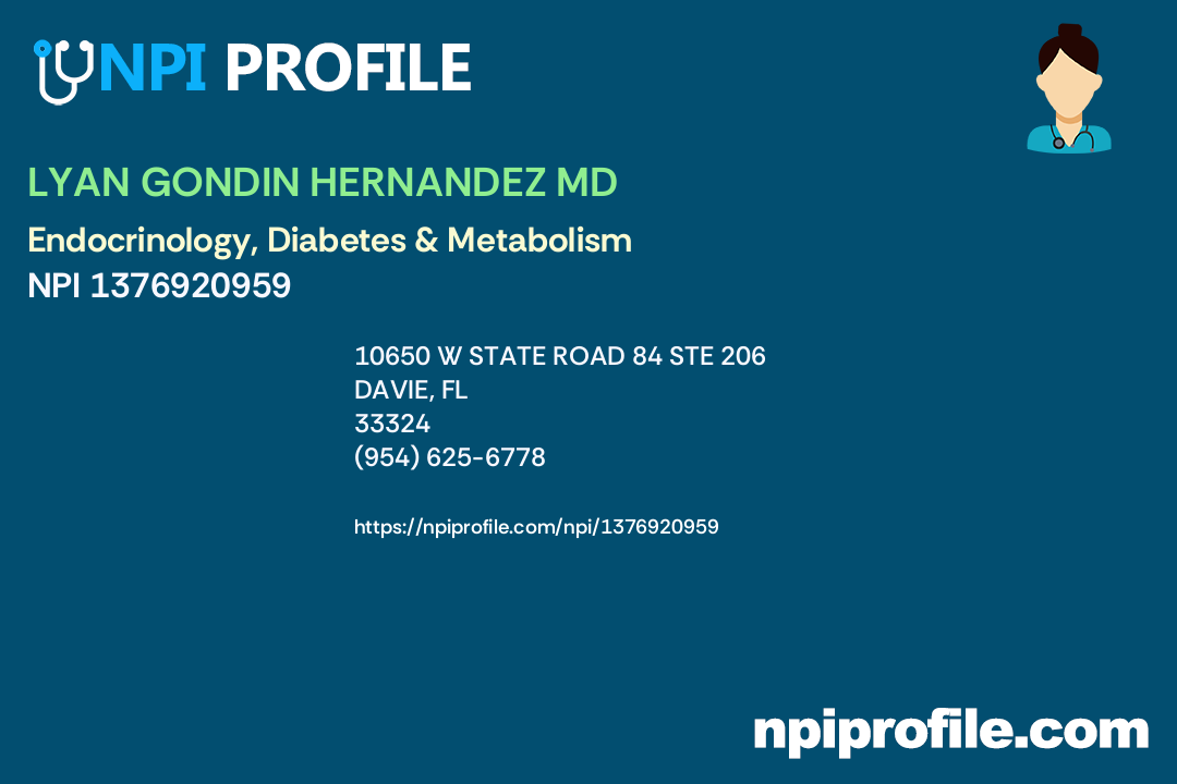 LYAN GONDIN HERNANDEZ MD - NPI 1376920959 - Internal Medicine in Davie, FL
