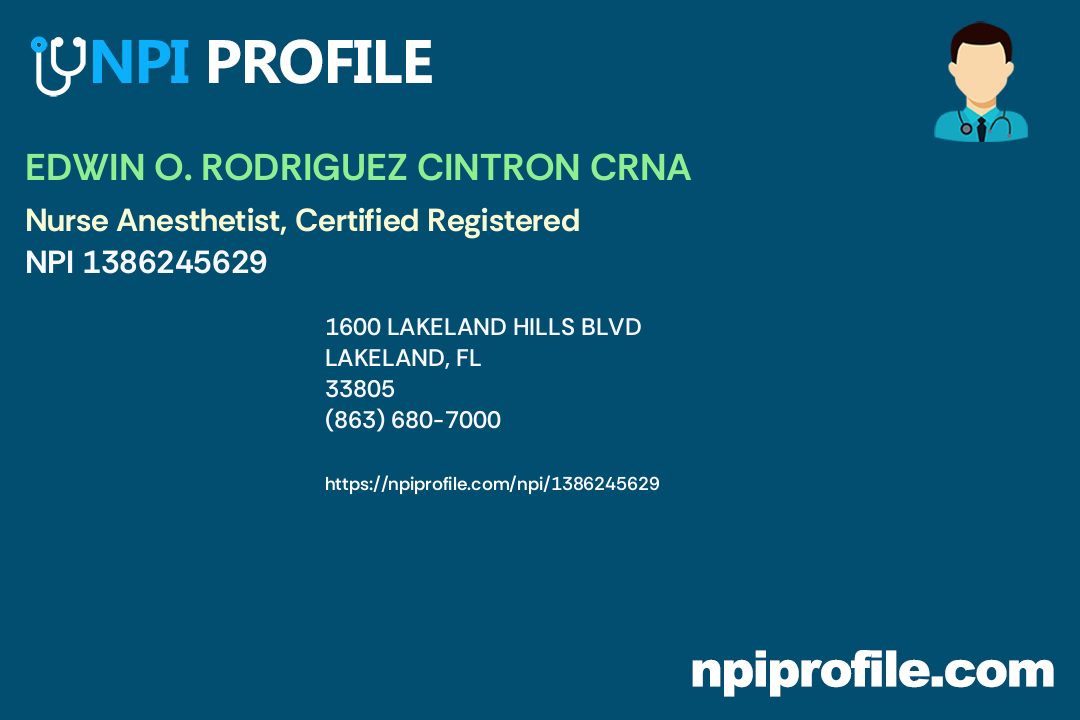 EDWIN O. RODRIGUEZ CINTRON CRNA - Accepted Health Plans and Insurance ...