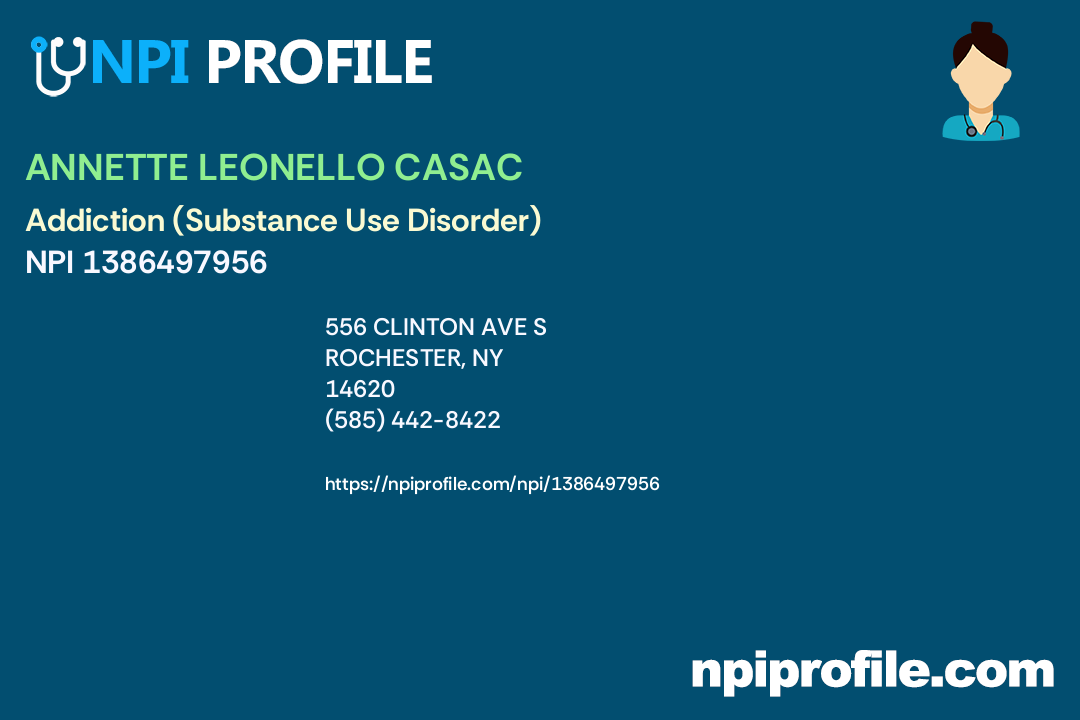 ANNETTE LEONELLO CASAC - NPI 1386497956 - Counselor in Rochester, NY