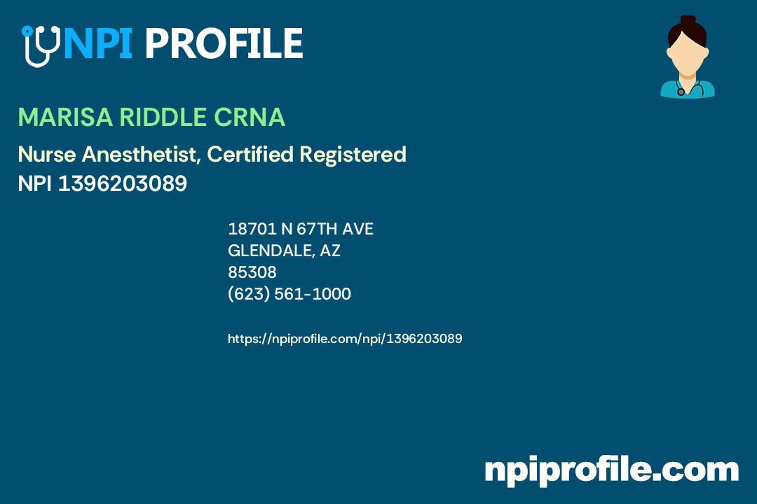 MARISA RIDDLE CRNA - NPI 1396203089 - Nurse Anesthetist, Certified ...