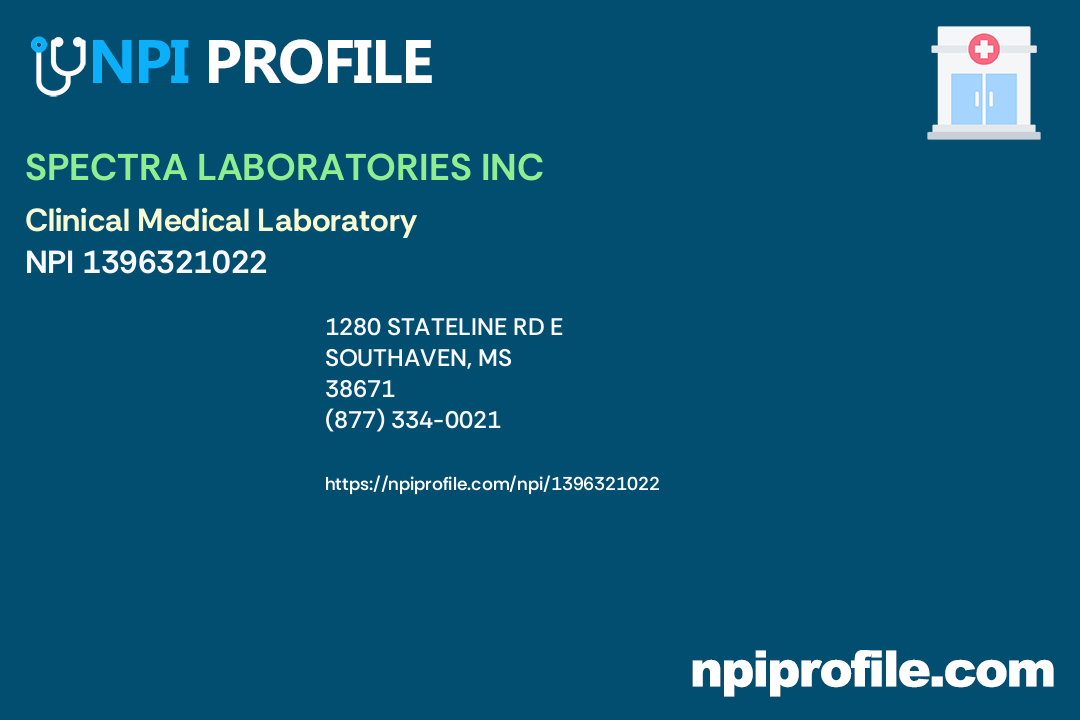 SPECTRA LABORATORIES INC - NPI 1396321022 - Clinical Medical Laboratory ...