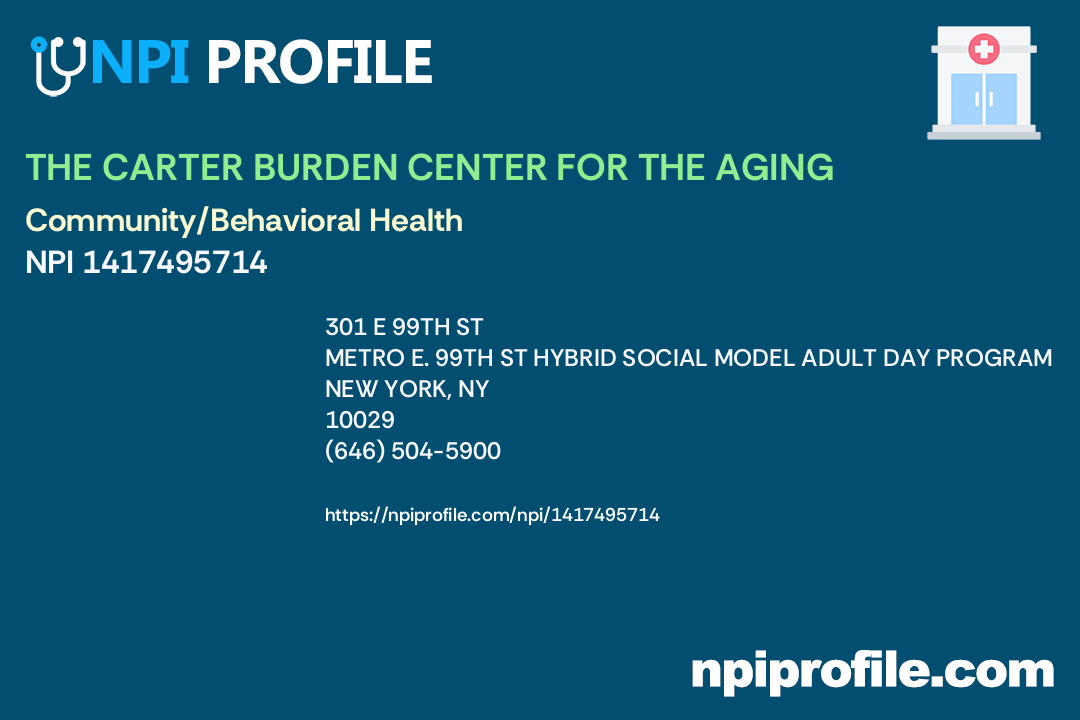 THE CARTER BURDEN CENTER FOR THE AGING - NPI 1417495714 - Community ...