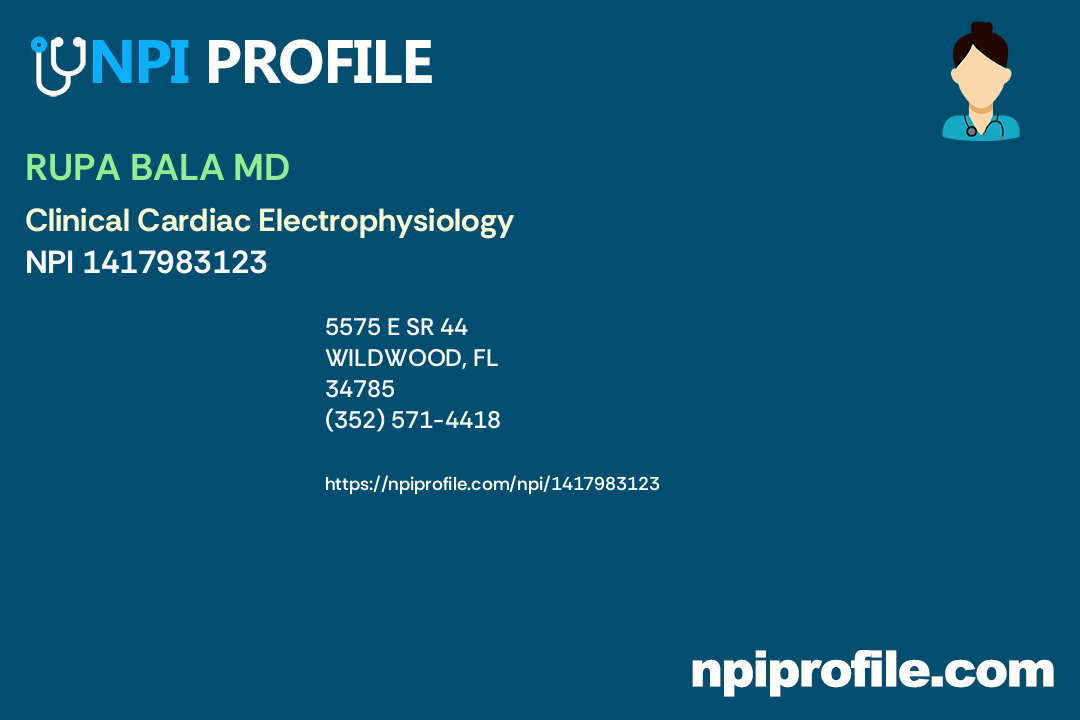 RUPA BALA MD - NPI 1417983123 - Internal Medicine in Wildwood, FL