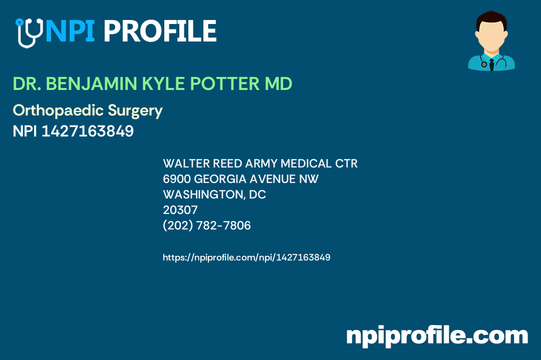 DR. BENJAMIN KYLE POTTER MD - NPI 1427163849 - Orthopaedic Surgery in ...