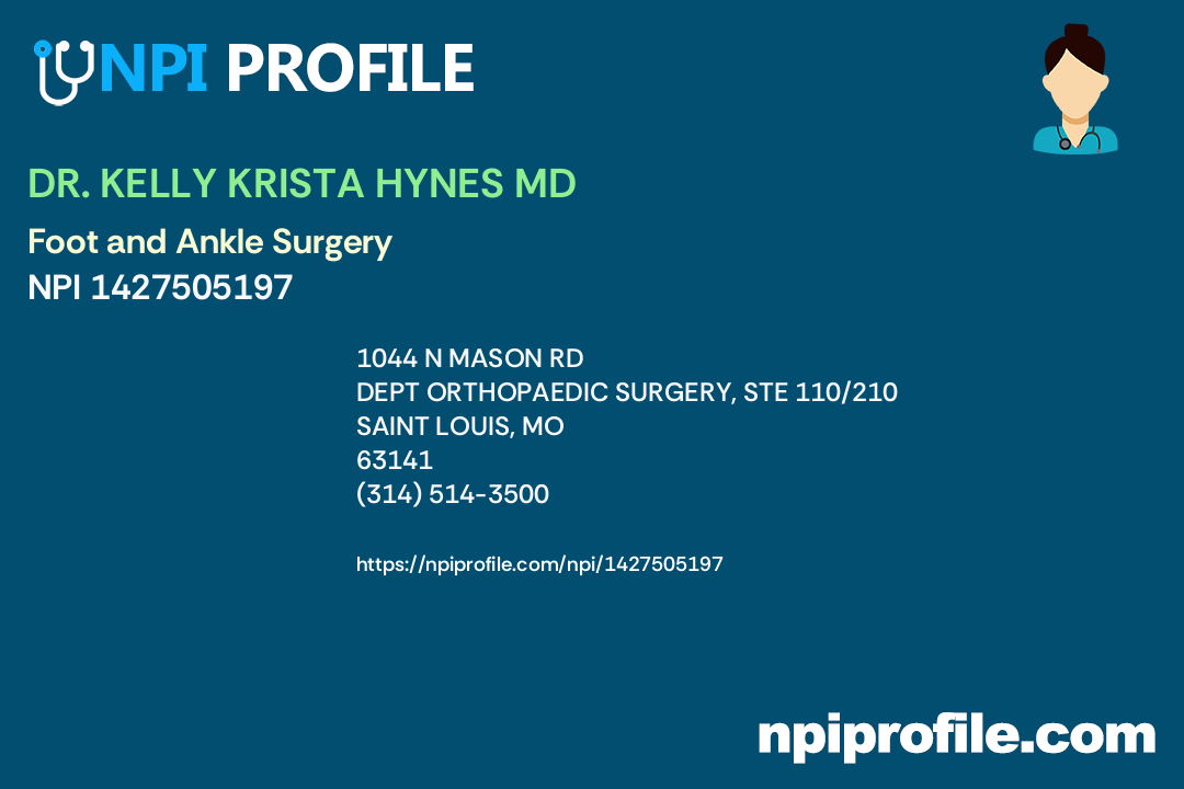 DR. KELLY KRISTA HYNES MD - NPI 1427505197 - Orthopaedic Surgery in ...
